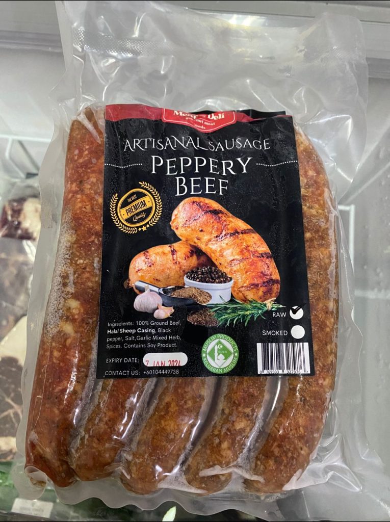 ARTISAN DELI'S PEPPERY BEEF SAUSAGES (450G) - Melacow Meat